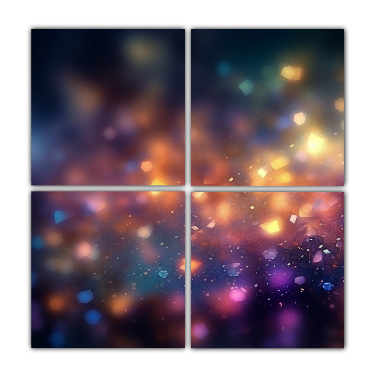 Cuatro Telas En Bastidor Fotografía Full Color Con Destellos De Luz Animados Difusos Mágicos ...