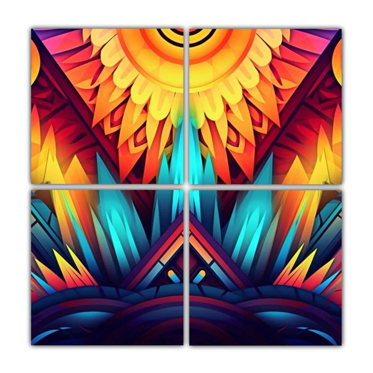 Cuadros Decorativos De Telas En Bastidor Con Fondo Tribal En Tonos Claros - DecoCuadros