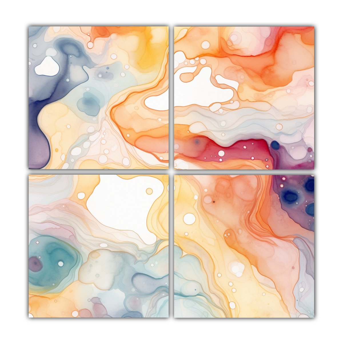 Cuatro Telas En Bastidor Tela Sublimada De Alta Calidad Con Estampado Abstracto Mármol Retro En ...