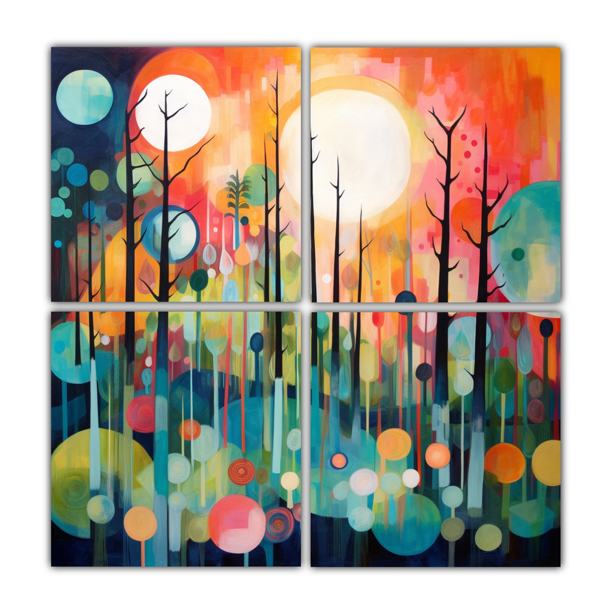 Cuatro Telas En Bastidor Vintage Con Detalles Intrincados | Compra Online - Decocuadros