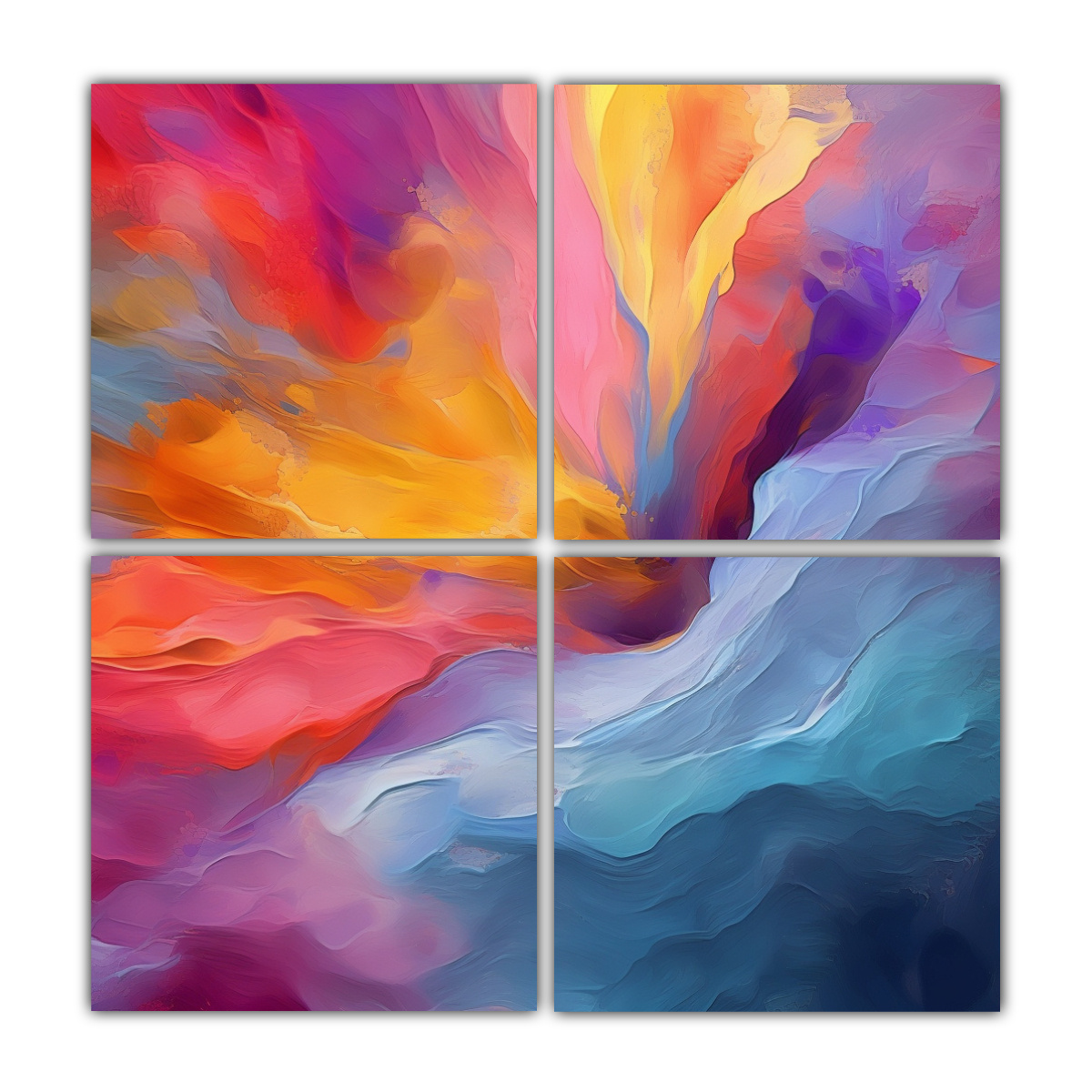 Lienzos Cuadrados Impresos: Pintura Abstracta Con Colores Atractivos - Decocuadros