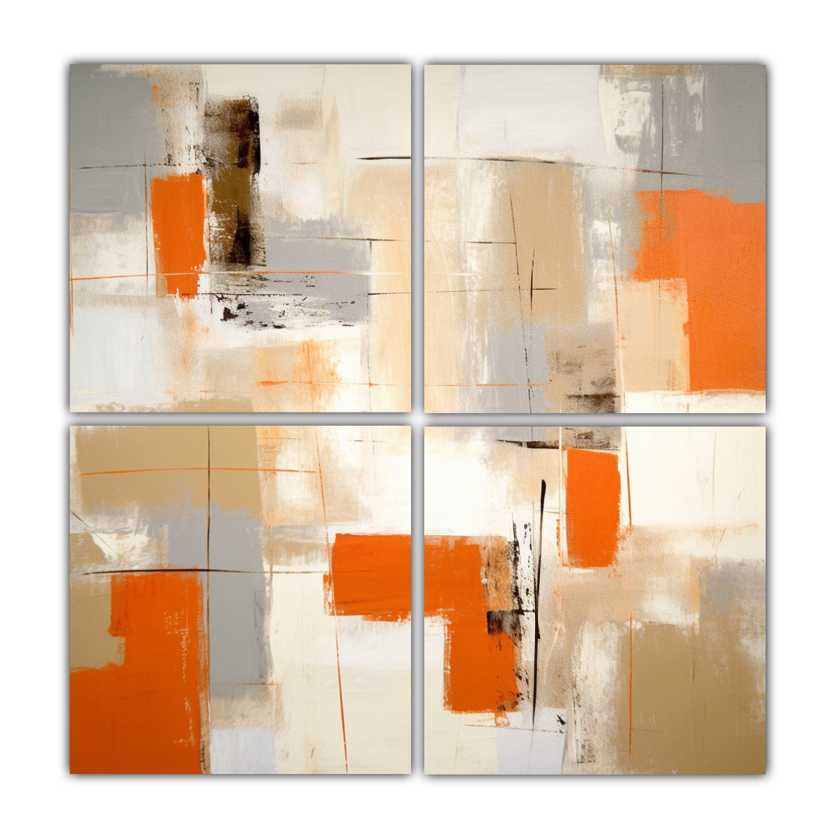 Pintura Abstracta Beige Y Naranja En Bastidor De Escenario - Cuadros Decorativos - Decocuadros