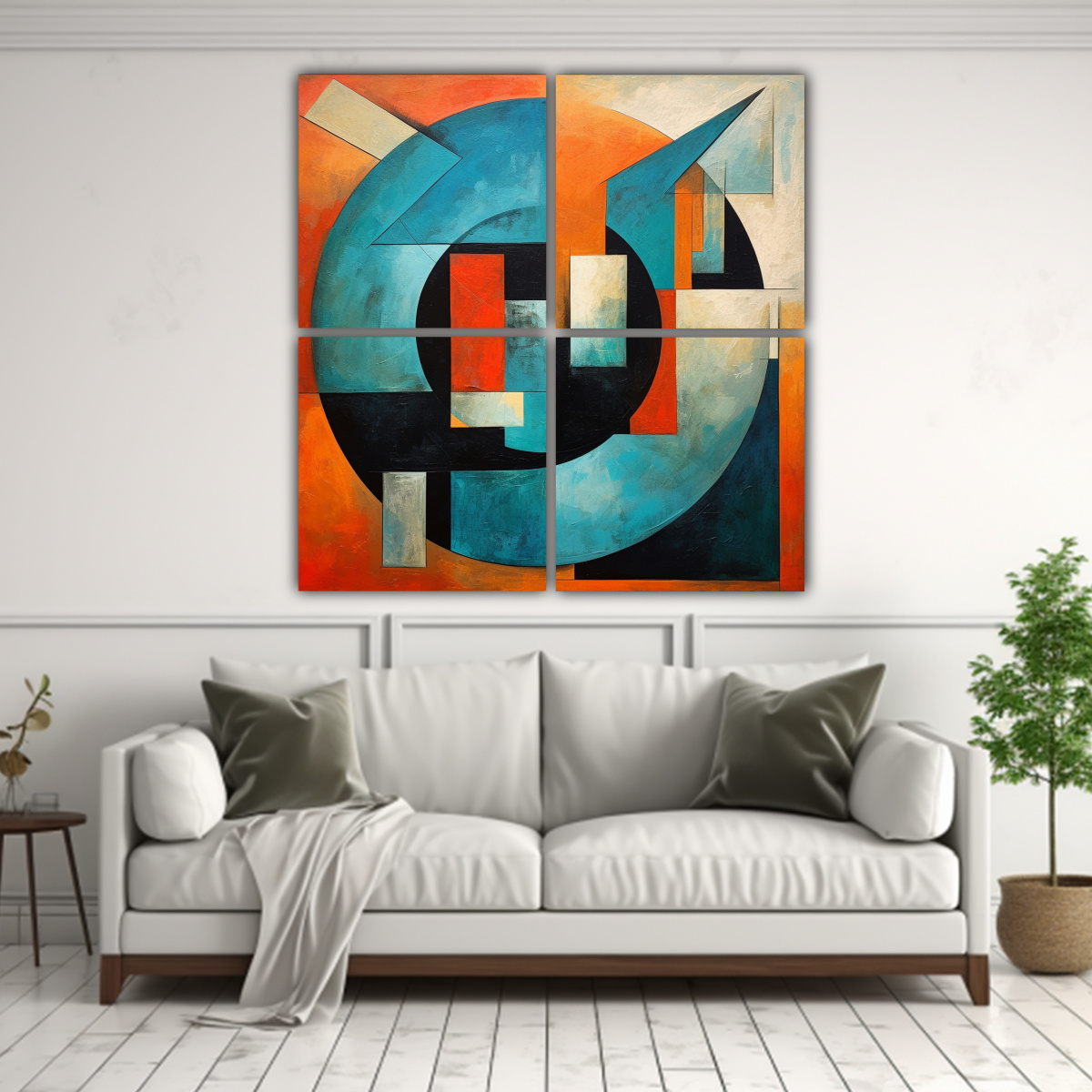 Cuadro Abstracto De 4 Lienzos Acuarela Simétricos - DecoCuadros