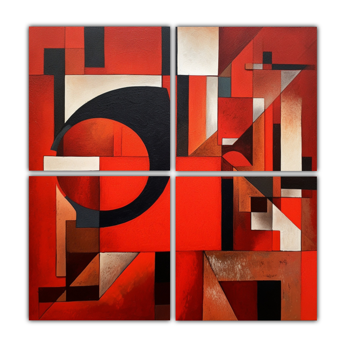 Cuadro Abstracto Geométrico Rojo En Bastidor - DecoCuadros