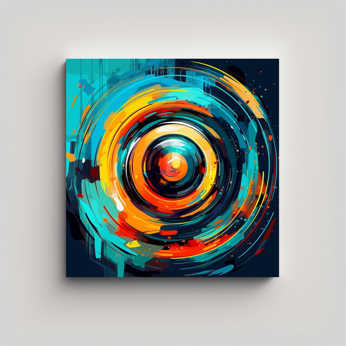 Cuadro Abstracto Con Motivos Musicales En Colores Azul Y Amarillo ...