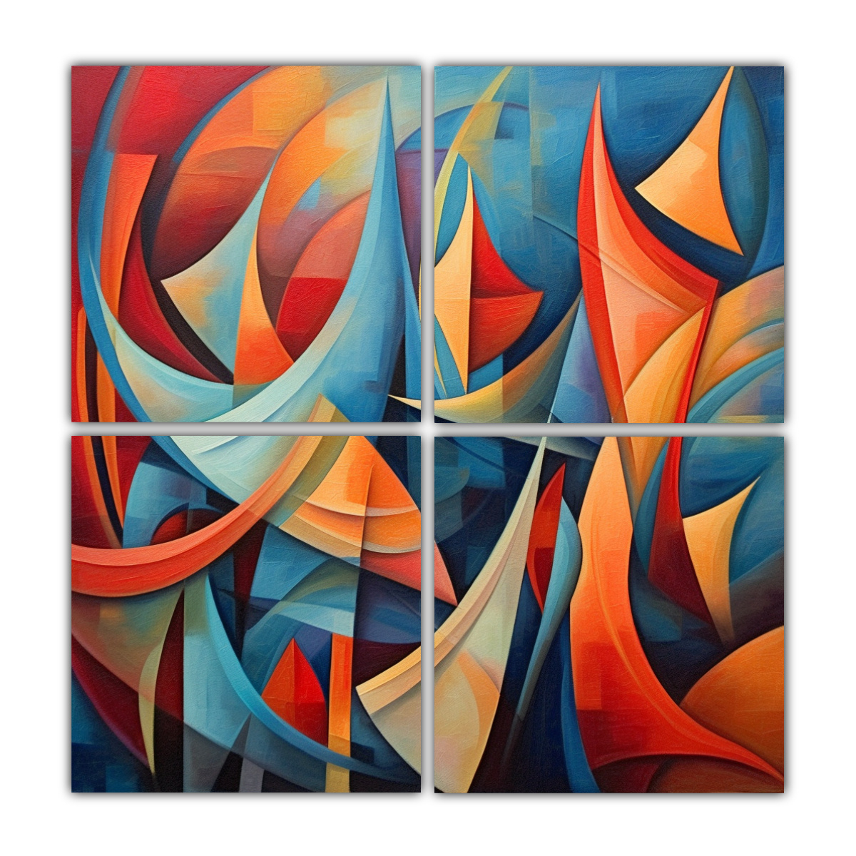 Cuadros Decorativos Con Escena Abstracta De Cuatro Lienzos Y Colores Suaves - Decocuadros