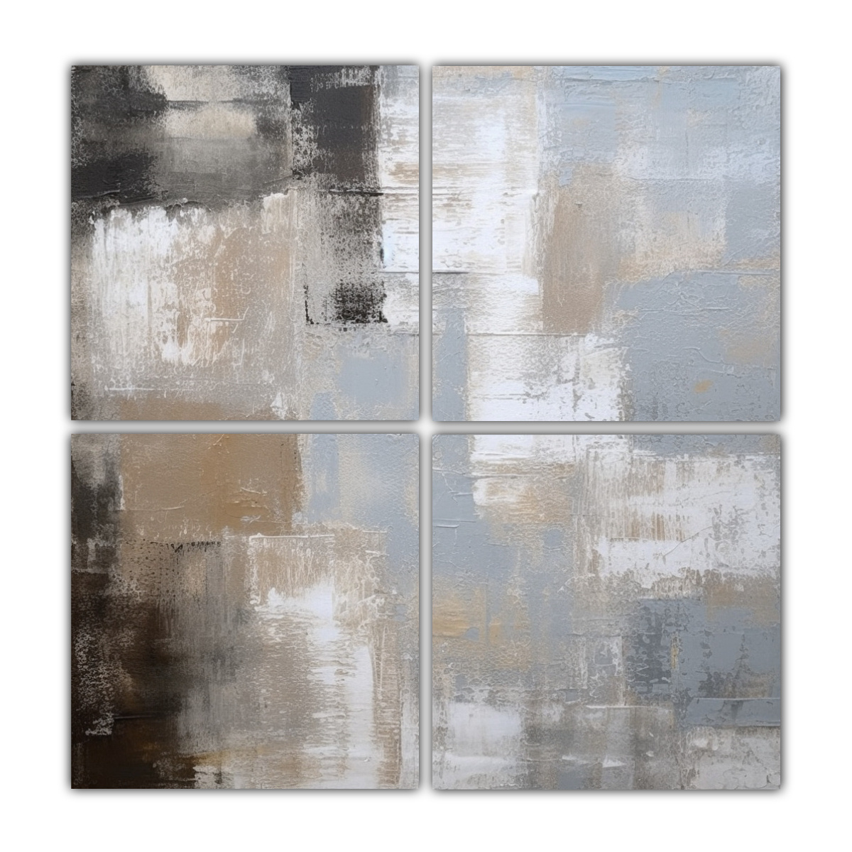 Cuadro De Pintura Al Estilo óleo Abstracta Moderna En Gris Y Blanco ...