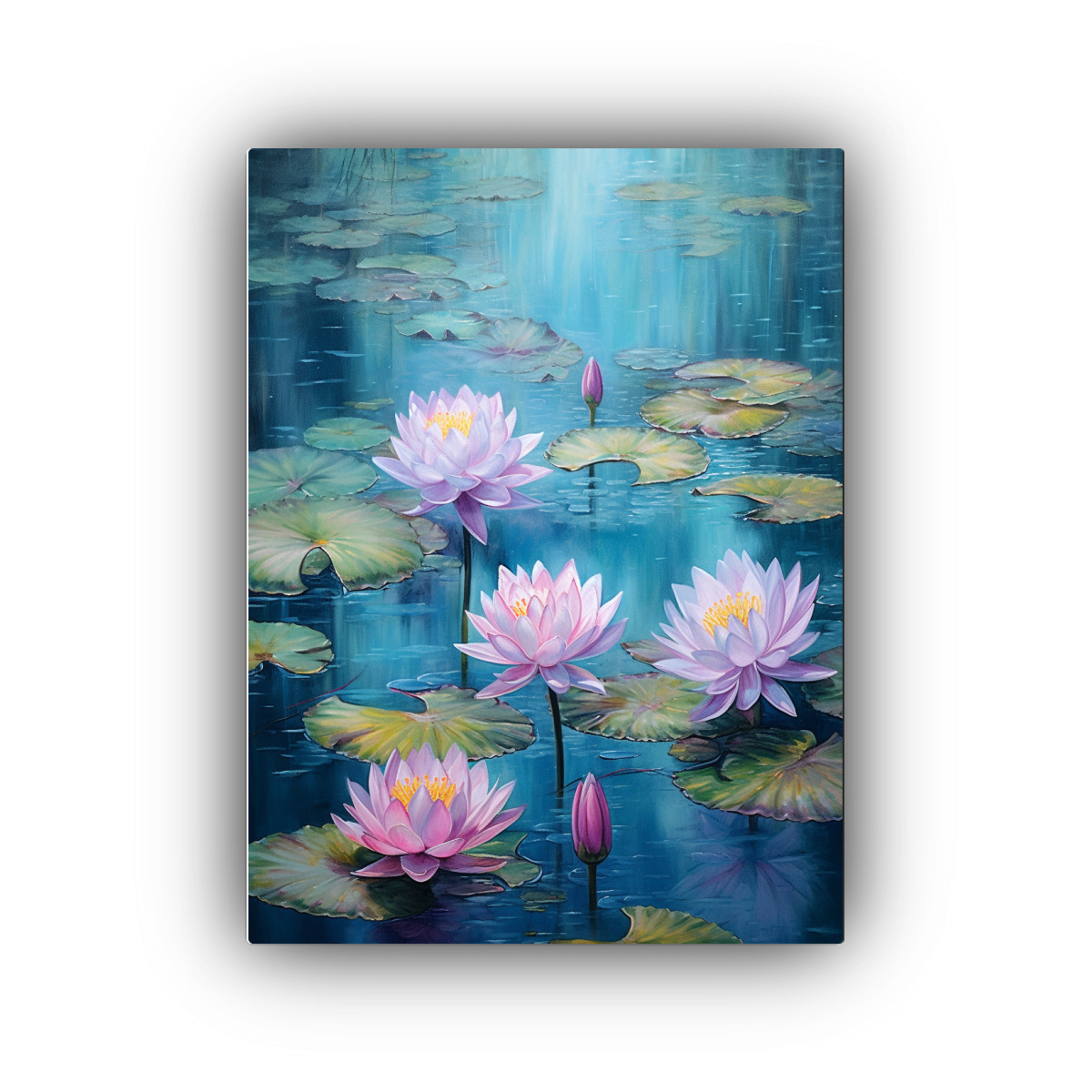 Cuadro Decorativo De Flores De Nenúfar, Pintura Acrílica - Decocuadros