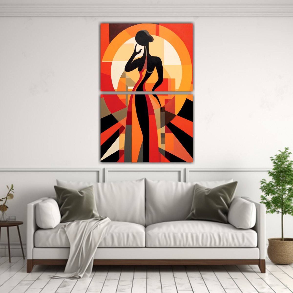 Pintura Minimalista Dos Telas En Bastidor Con Finas Líneas Para Cuarto ...