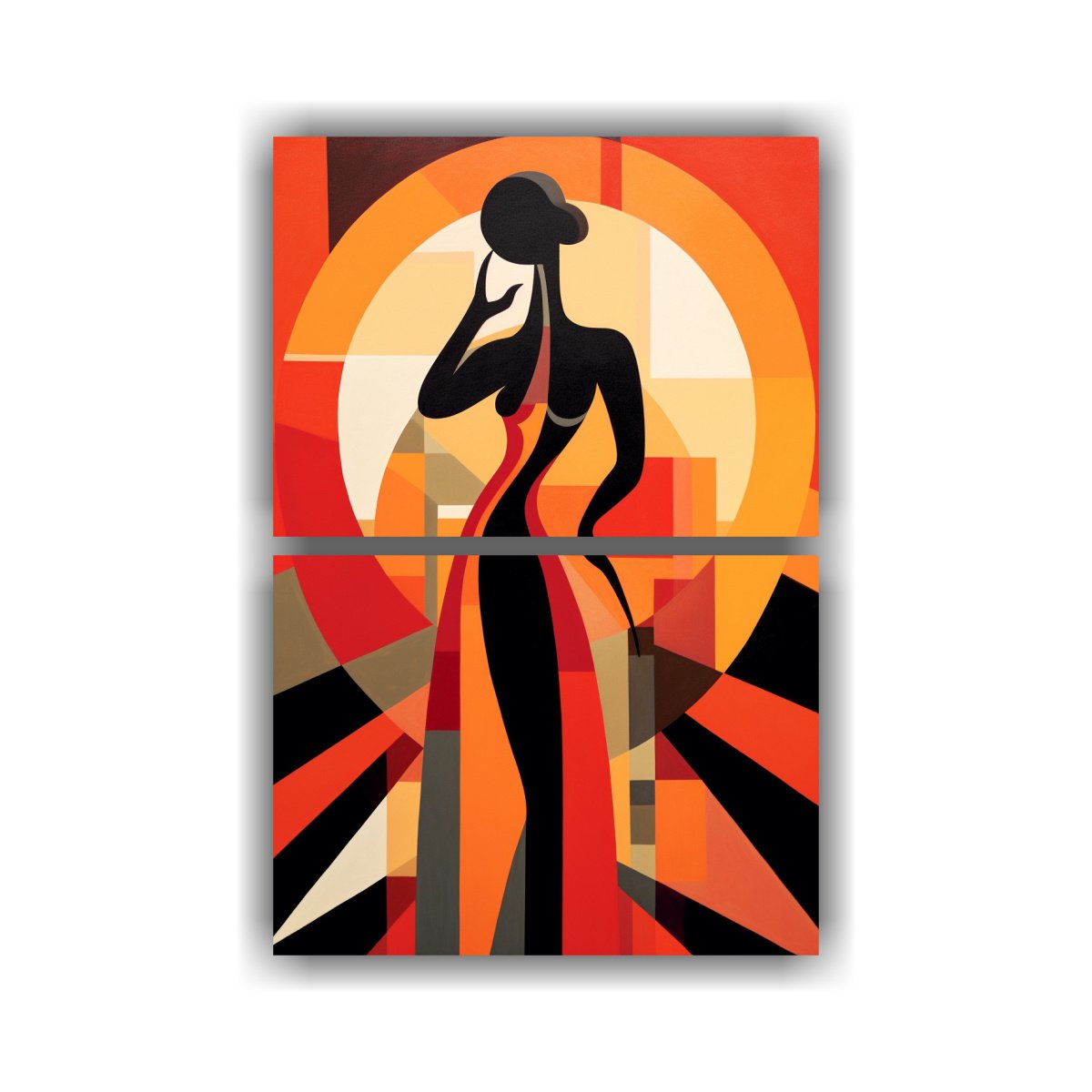 Pintura Minimalista Dos Telas En Bastidor Con Finas Líneas Para Cuarto ...