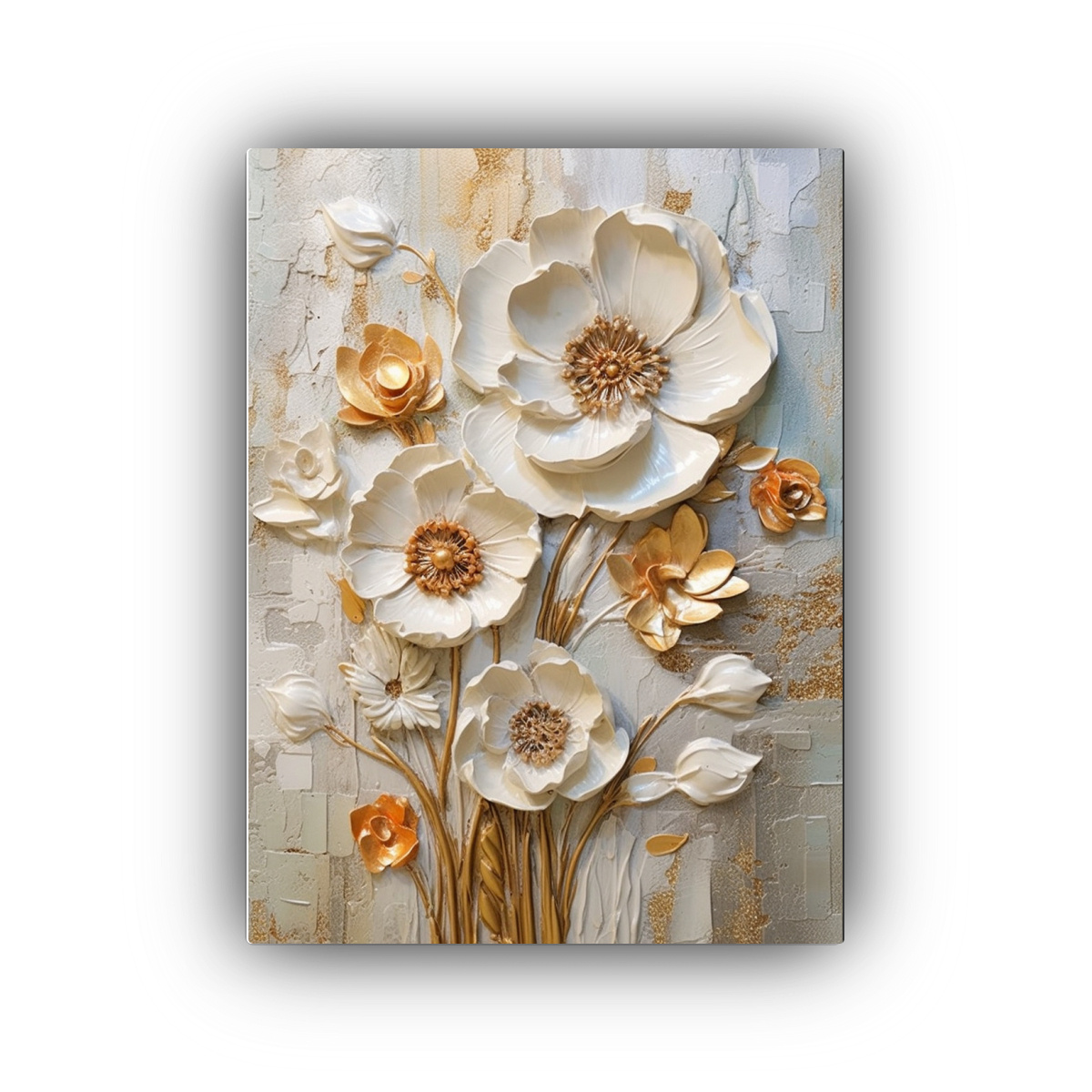 Cuadro Decorativo Abstracto Tridimensional Con Textura Floral Original - Decocuadros