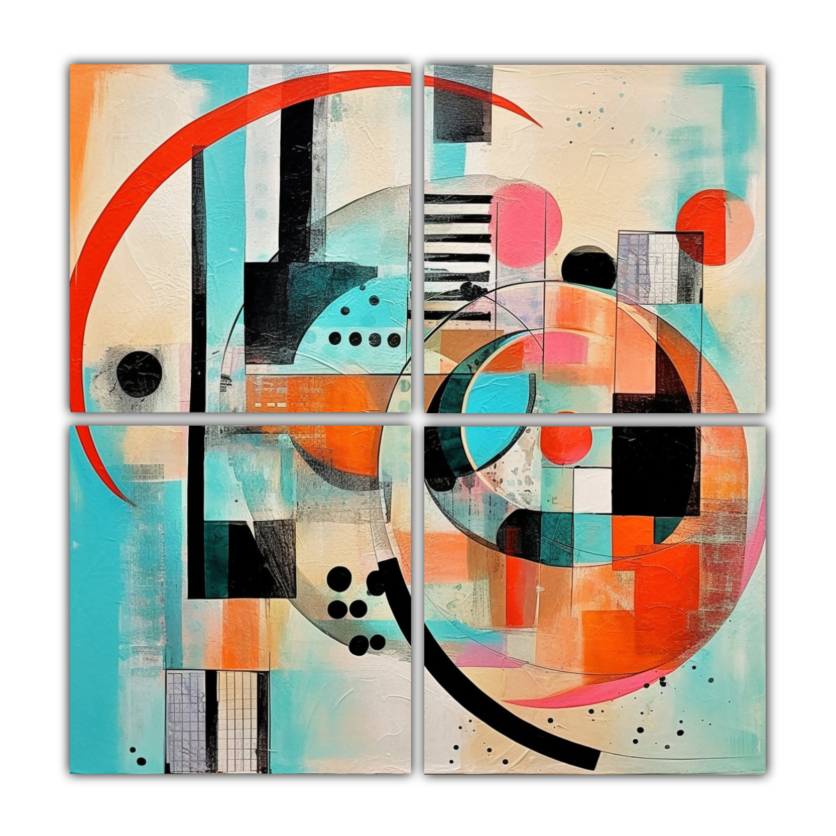 Cuatro Canvas Movimiento Armonía Cromática Modern Abstract Art ...