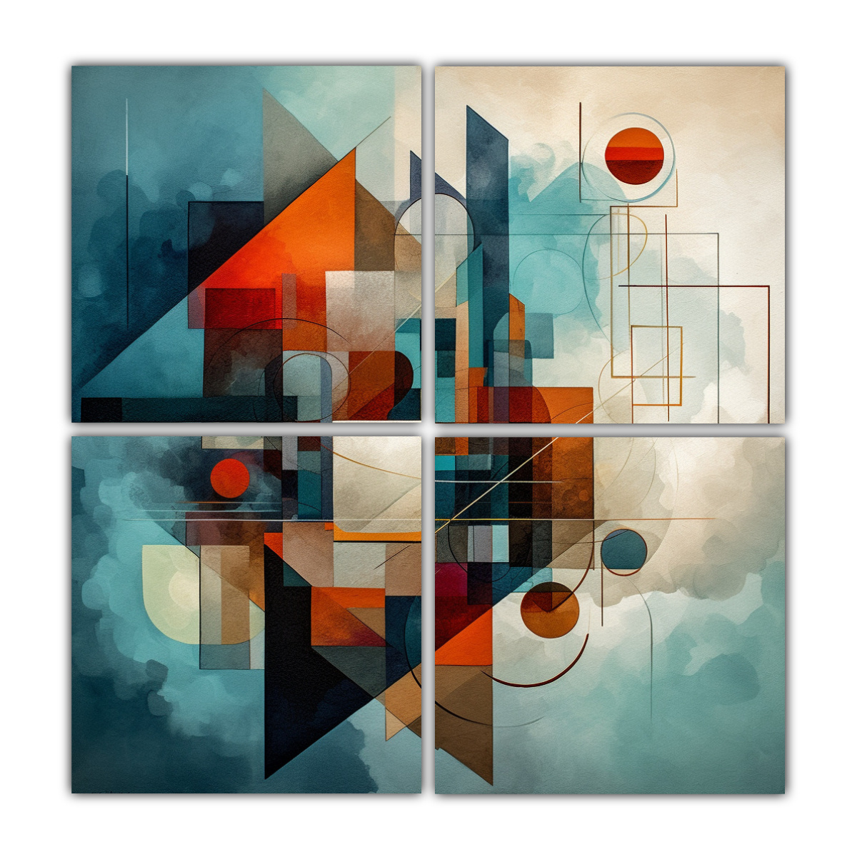 Cuadro Decorativo Abstracto Geométrico En Tela De Alta Calidad - Decocuadros