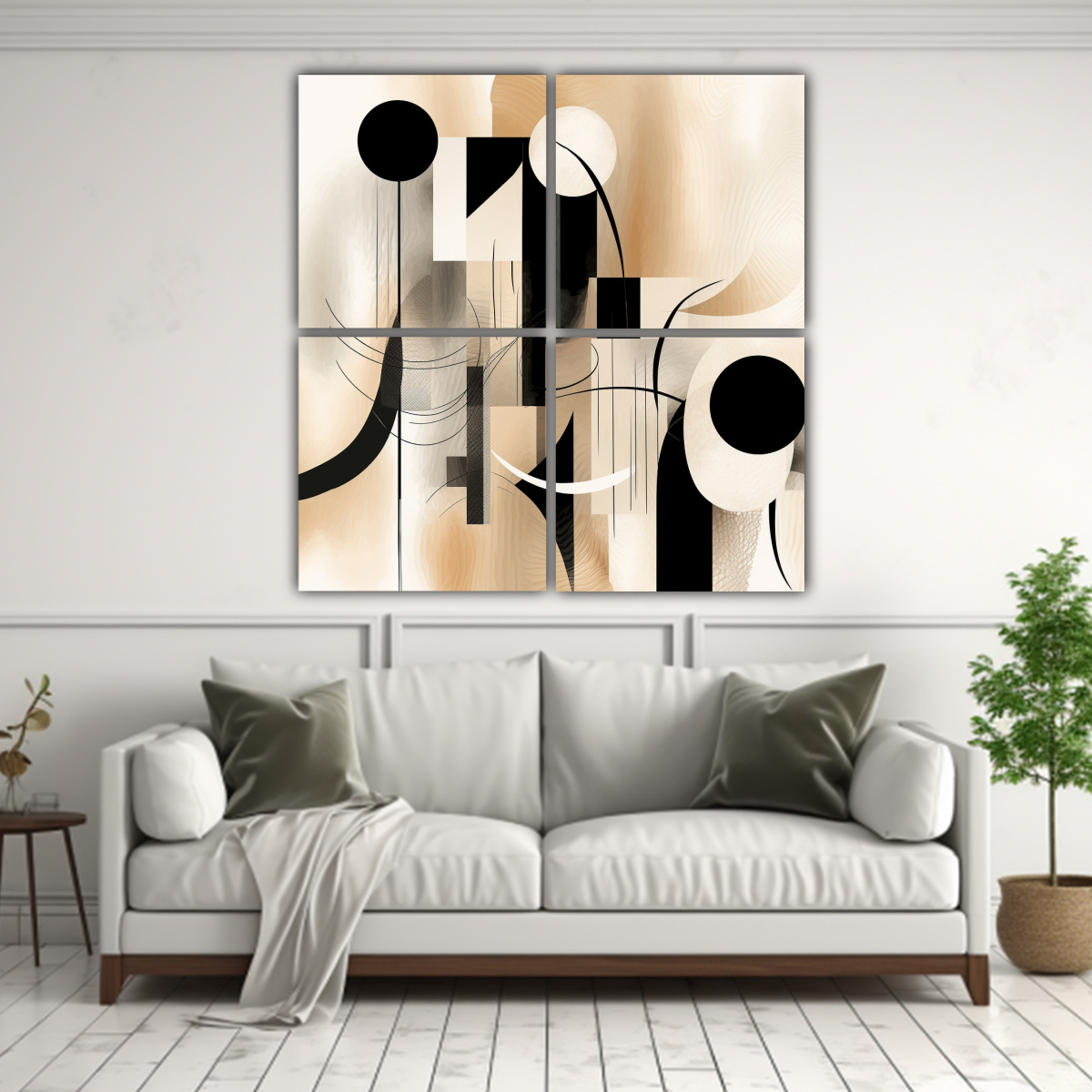Cuadros Decorativos Con Bocetos De Arte Digital Moderno En 4 Lienzos De ...