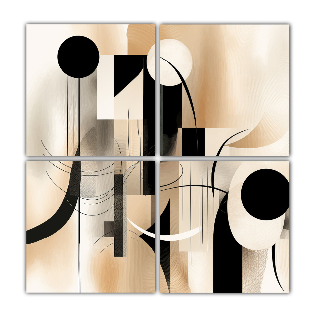 Cuadros Decorativos Con Bocetos De Arte Digital Moderno En 4 Lienzos De ...