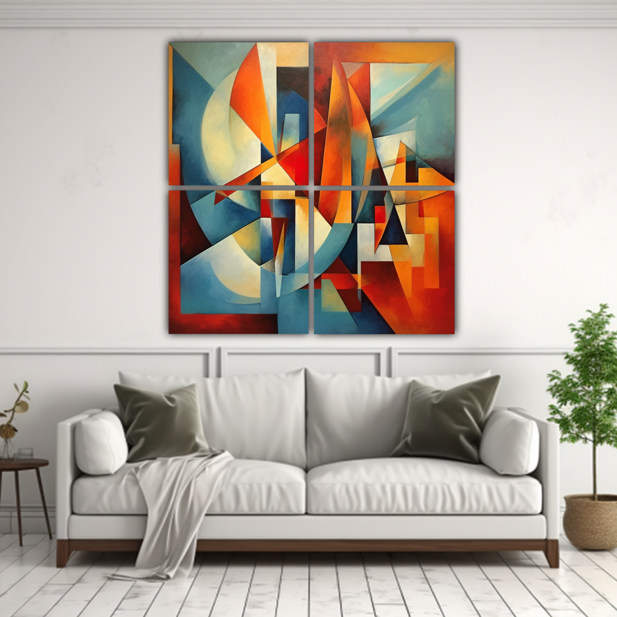 Cuadro Decorativo Con Patrones Angulares Intensos - Decocuadros