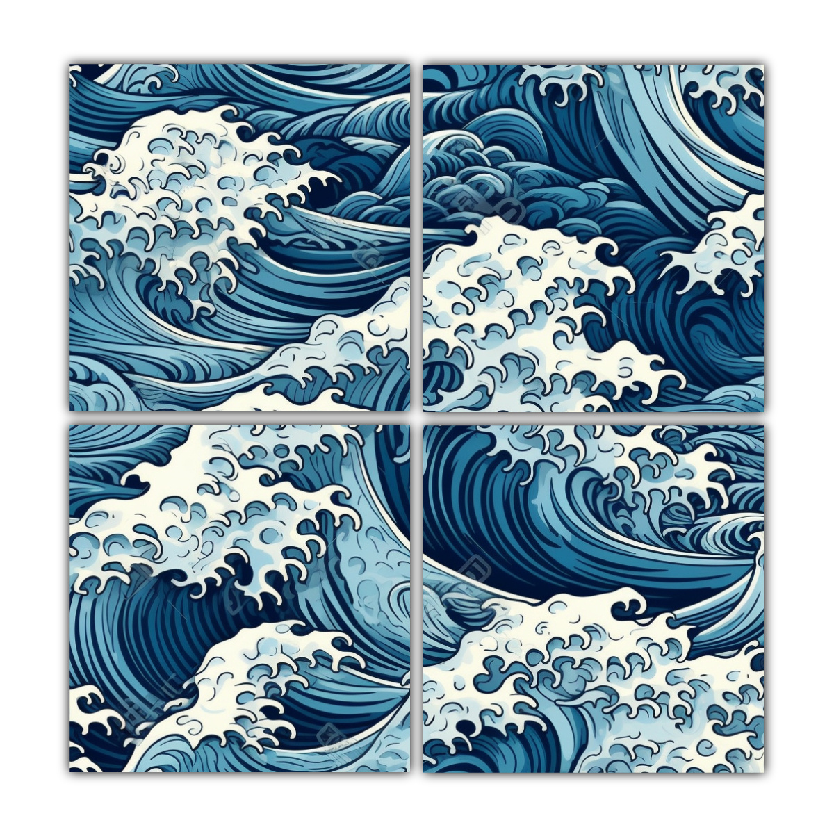 Cuadro De época Con Hermosa Ola Del Océano - Pinturas Decorativas De 4 ...