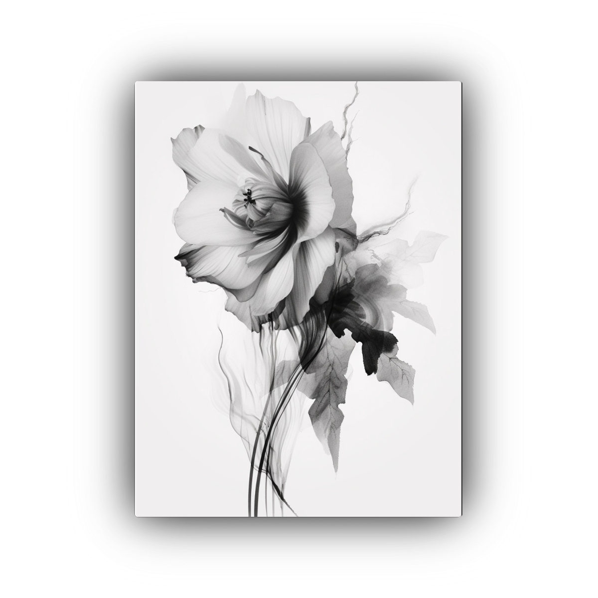 Cuadro Pinturas Decorativas De Flores En Blanco Y Negro - Composición Abstracta Surrealista ...