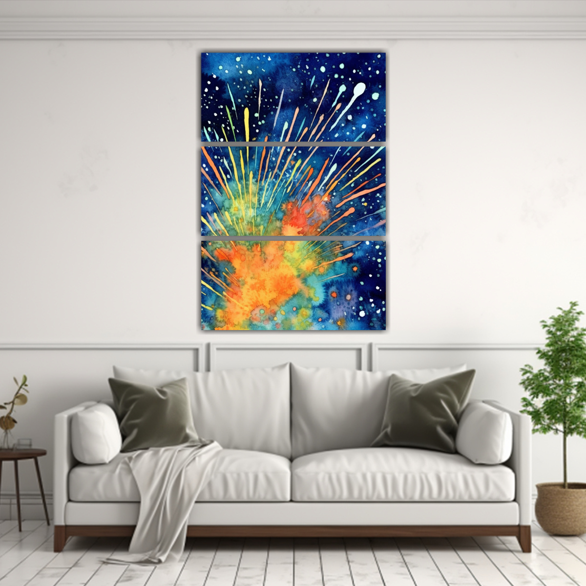 Pinturas Decorativas En Bastidor: Patrón Intenso De Colores Abstractos De Acuarela Con Fuegos ...