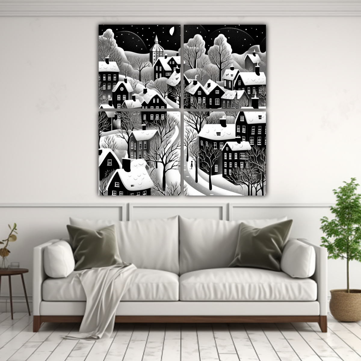 Cuadros Decorativos Minimalistas En Estilo Linograbado De Ciudad Nevada ...