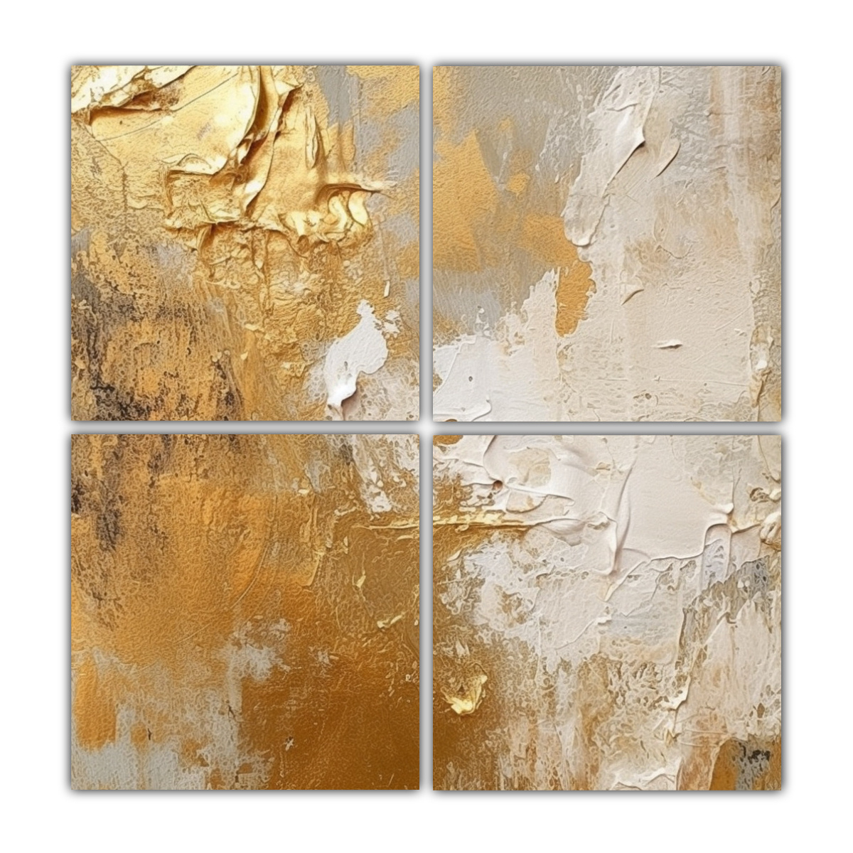 Cuadro Vintage Época Dorado Y Blanco De 4 Cuadros Con Textura De Color ...