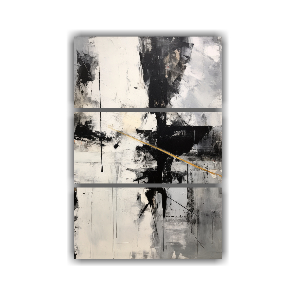 Set 3 Composiciones Diseño Composición Dinámica Pintura Abstracta En Negro Y Gris En Pinturas ...