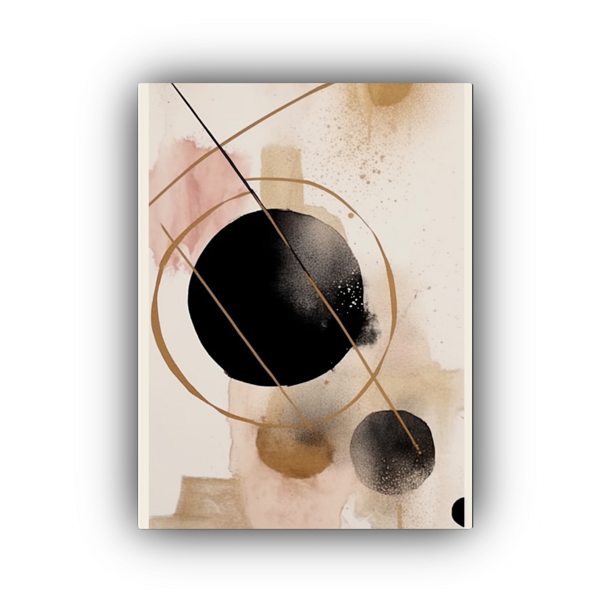 Tela En Bastidor Tema Brillante 137 - Arte Abstracto Beige Con Salpicaduras Acuarela En El Fondo ...