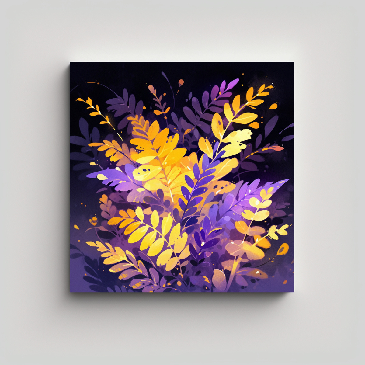 Cuadro Abstracto Clásico En Bastidor Amarillo Y Morado, Atmósfera ...