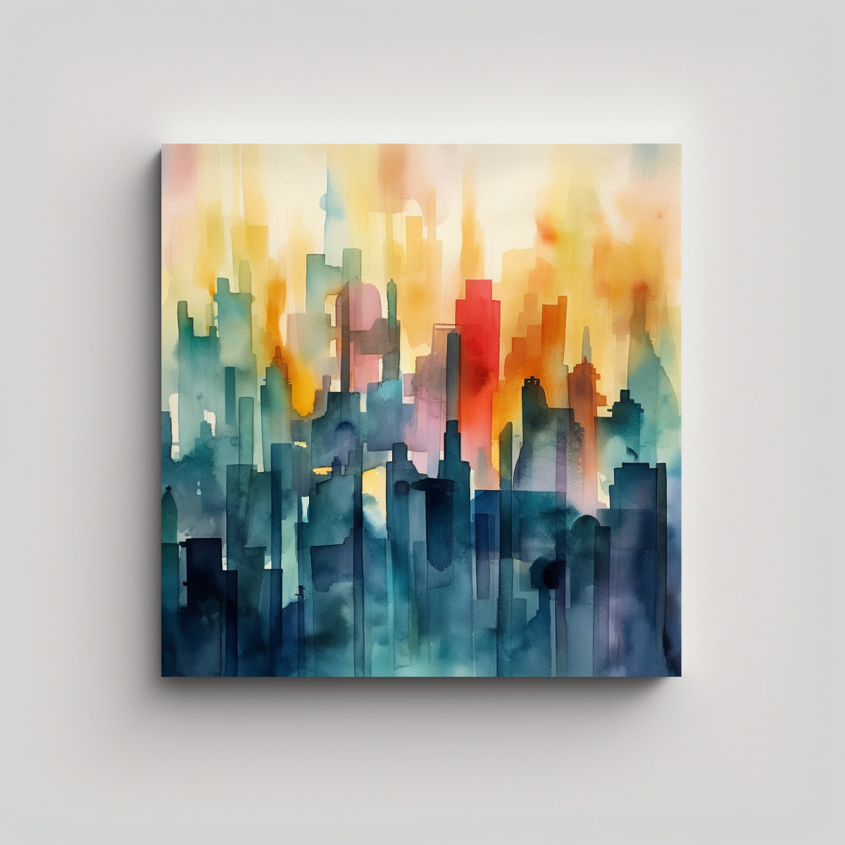 Cuadro Abstracto De Ciudad En Lienzo Luminoso - DecoCuadros