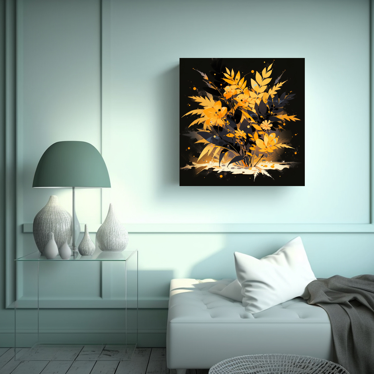 Cuadro Abstracto Esquema Amarillo Y Negro, Atmosfera Neonoir - DecoCuadros