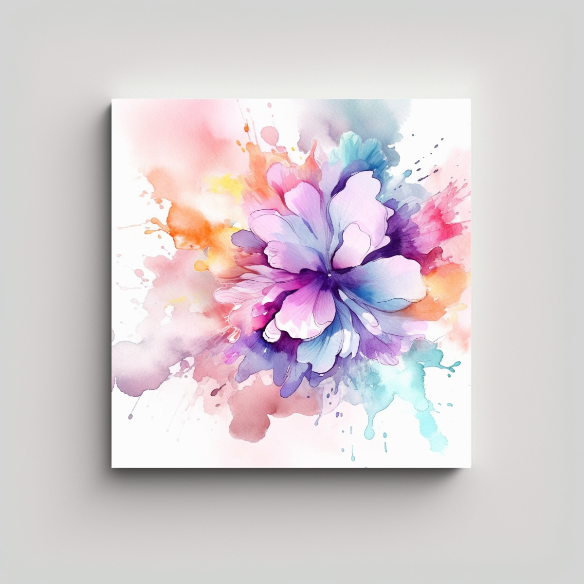 Cuadro Abstracto Flores Acuarela En Colores Pastel Para Decoración De Sala - Decocuadros