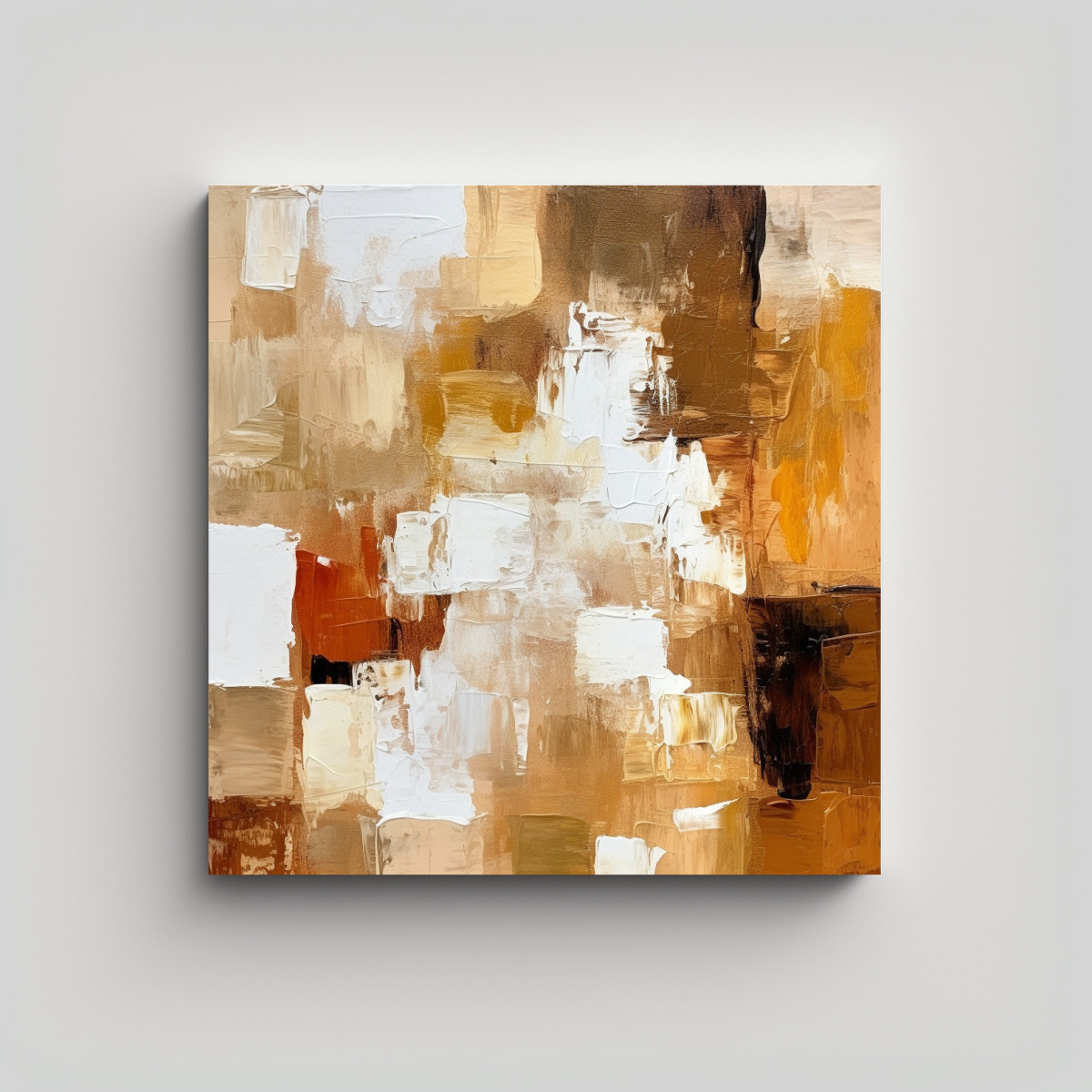 Cuadro Abstracto Moderno De Vitalidad Con Colores Beige Y Blanco - Decocuadros