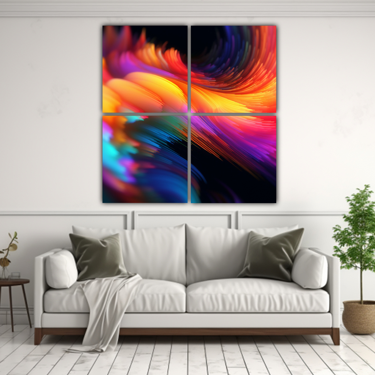 Cuadro Abstracto Neón Colorido En Acuarela Para Decorar Comedor De 8K ...