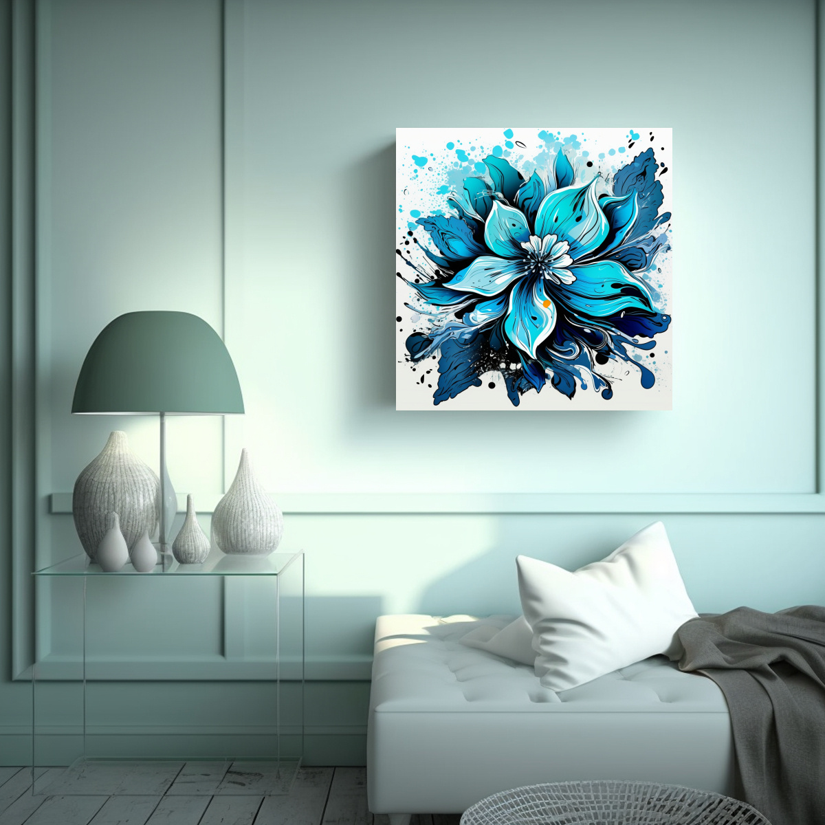 Cuadro Abstracto Para Decoración De Comedor En Tonos Turquesa Y Azul ...