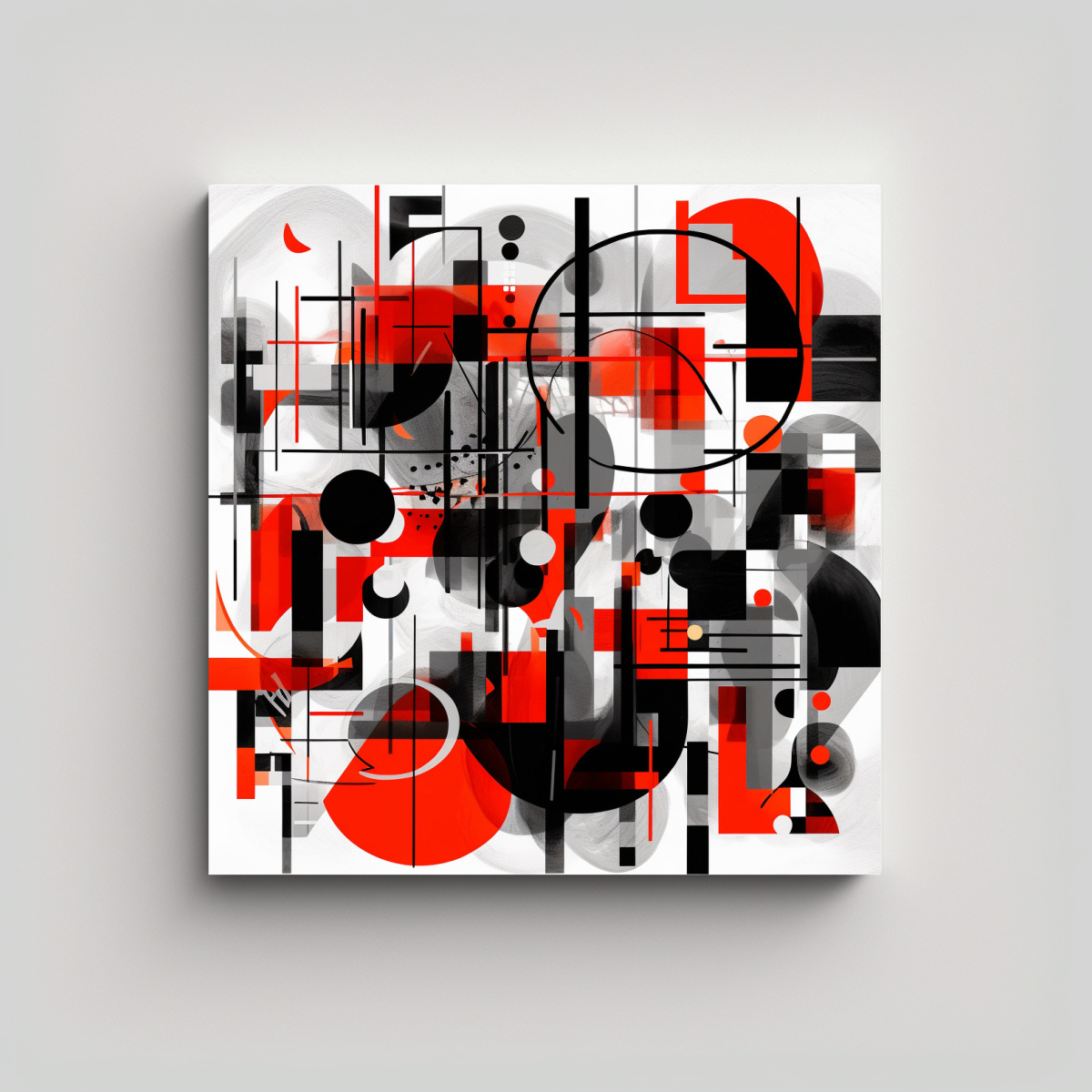 Cuadro Abstracto Vida En Rojo Y Negro Con Formas Diversas - DecoCuadros