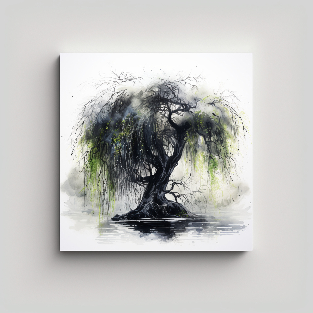 Cuadro Acuarela Exclusivo Willow Tree Colores Negros Pintura Abstracta ...