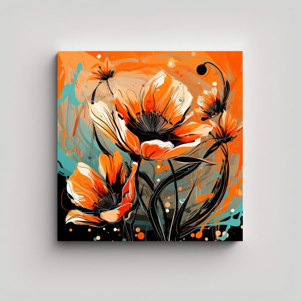 Cuadro De Decoración En Estilo Neonoir Con Colores Naranja Y Negro De ...