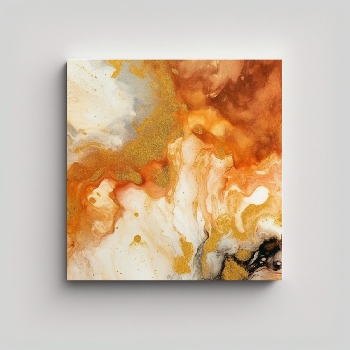 DecoCuadros - Cuadro De Inspiración De Canva: Mármol Vibrante En Colores Oscuros, Naranja Claro ...