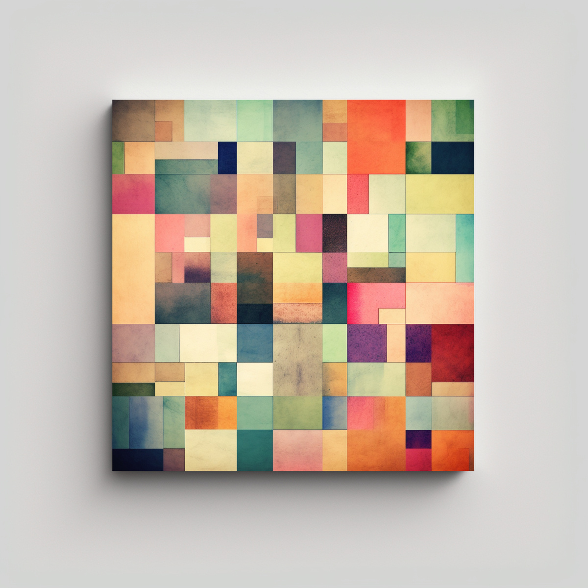 Cuadro De Arte De Pared Perspectiva Carta Con Cuadrados En Varios Tonos Y Espesores - Decocuadros