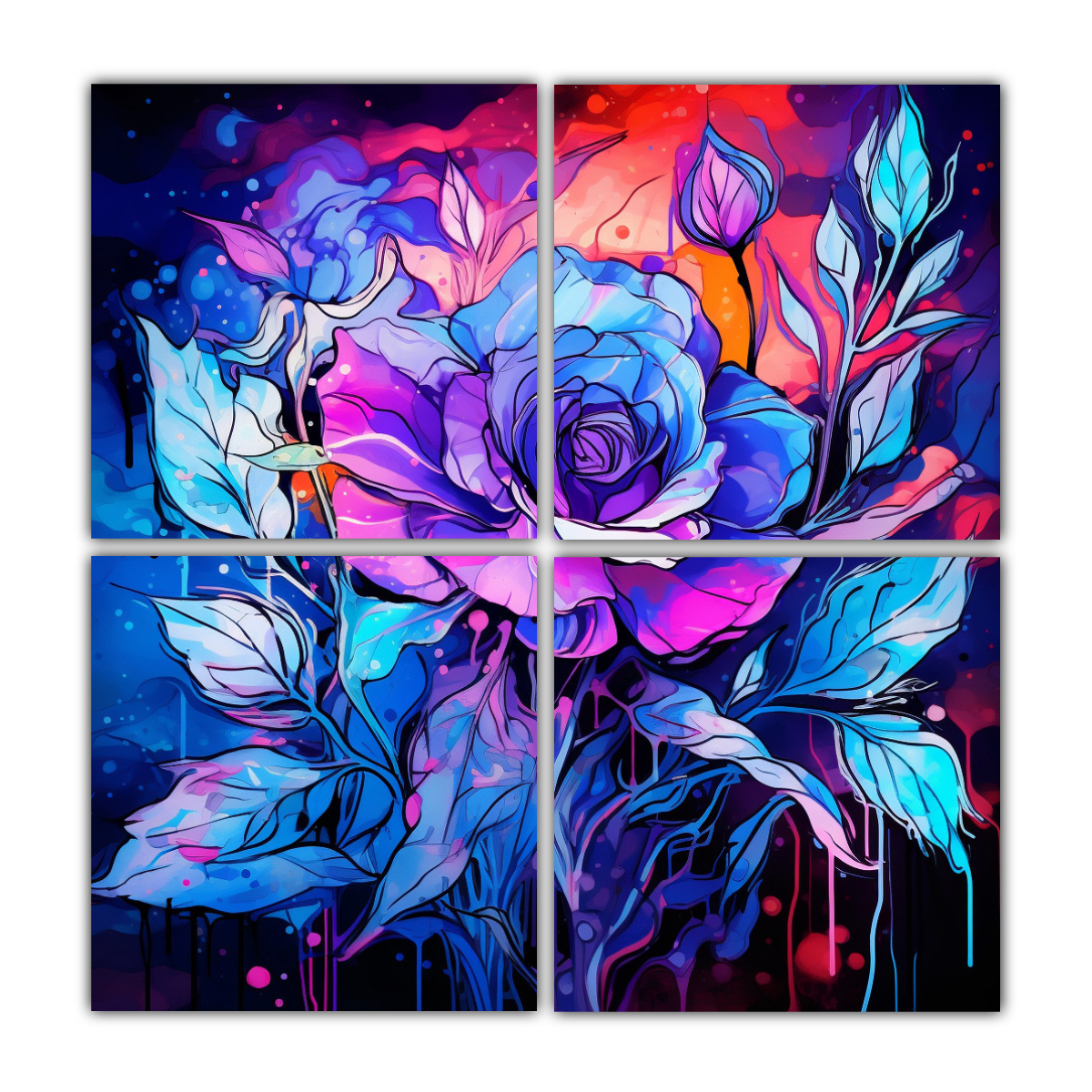 Cuadro De Pared Decorativo Naturaleza Viva En Tonos Púrpura Y Azul Con ...