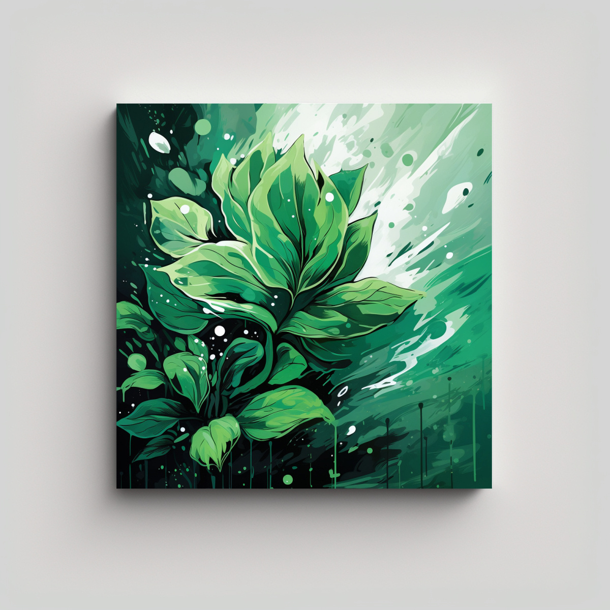 Cuadro De Tela Decorativo Estilo Neonoir En Colores Verdes - DecoCuadros