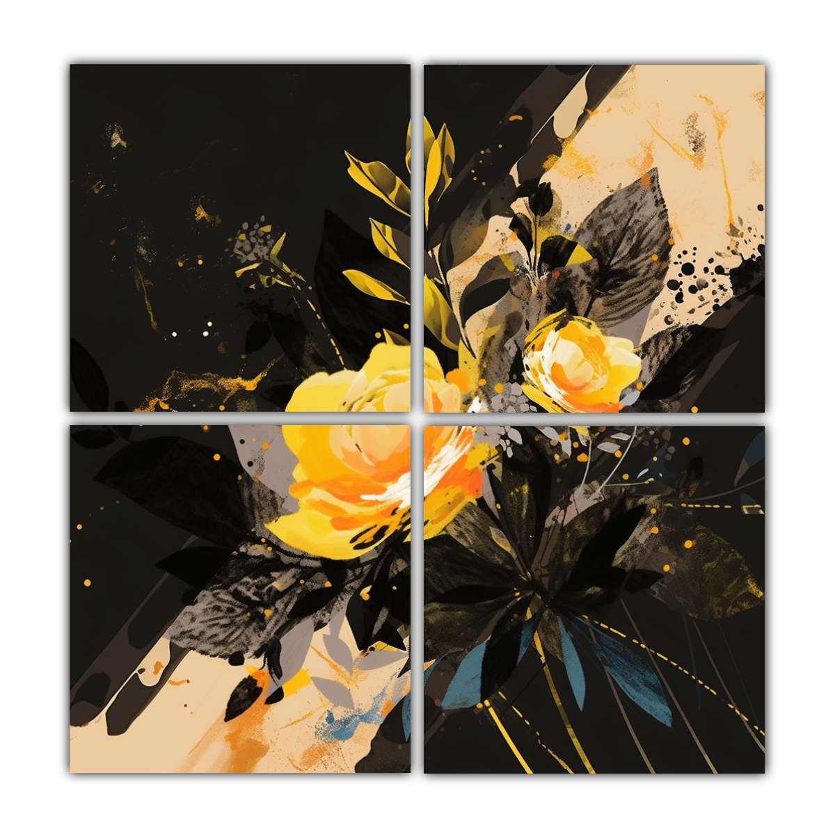 Cuadro Decorativo Amarillo Y Negro Estilo Neonoir - Compra Online - Decocuadros