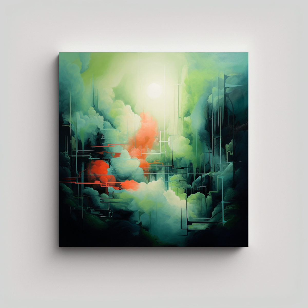 Cuadro Decorativo Composición Verde Con Protagonismo - DecoCuadros