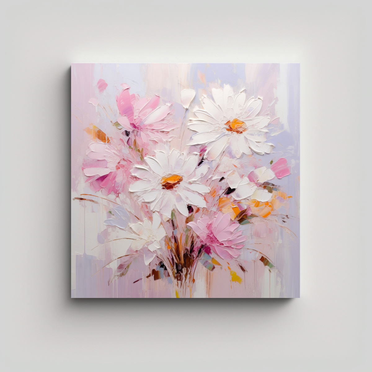 Cuadro Decorativo Flor Poder A En Lienzo Blanco Y Rosa Con Flores ...