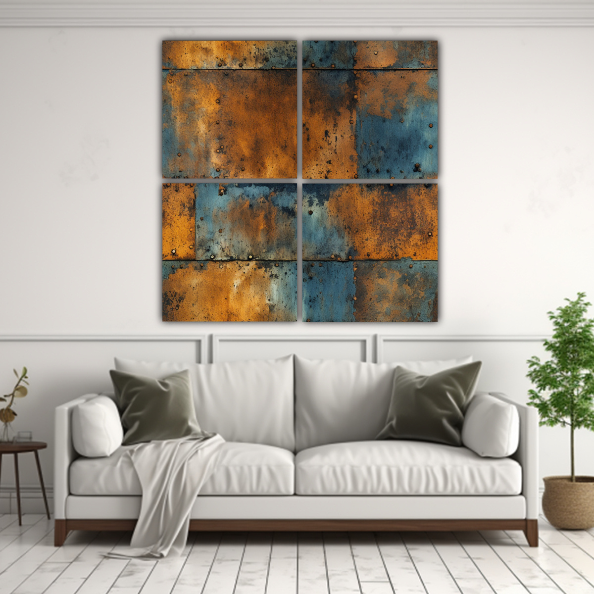 Cuadro Dibujo Simetría Rusted Steel Con Apariencia Oxidada - Decocuadros