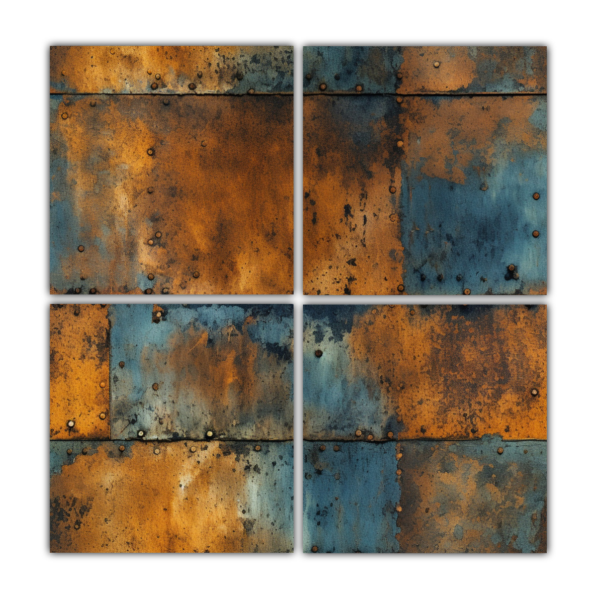 Cuadro Dibujo Simetría Rusted Steel Con Apariencia Oxidada - Decocuadros