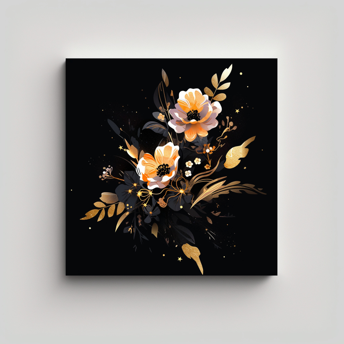 Cuadro Decorativo Negro Y Dorado Estilo Neonoir, Pinturas En Tela De Alta Calidad - Decocuadros