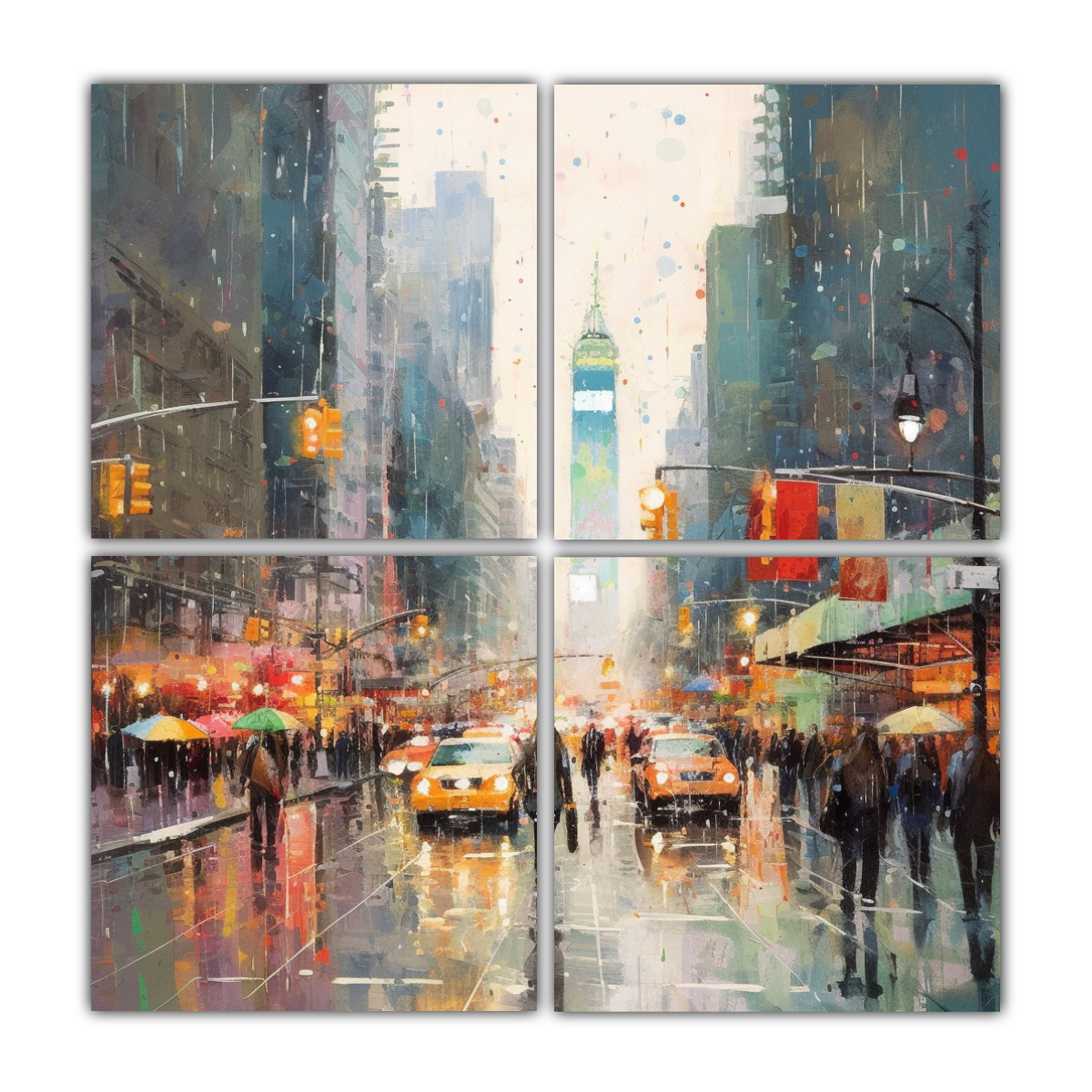 Cuadro Lluvia Tormenta Nueva York Armonía Color Luz Feliz Decoración - Decocuadros