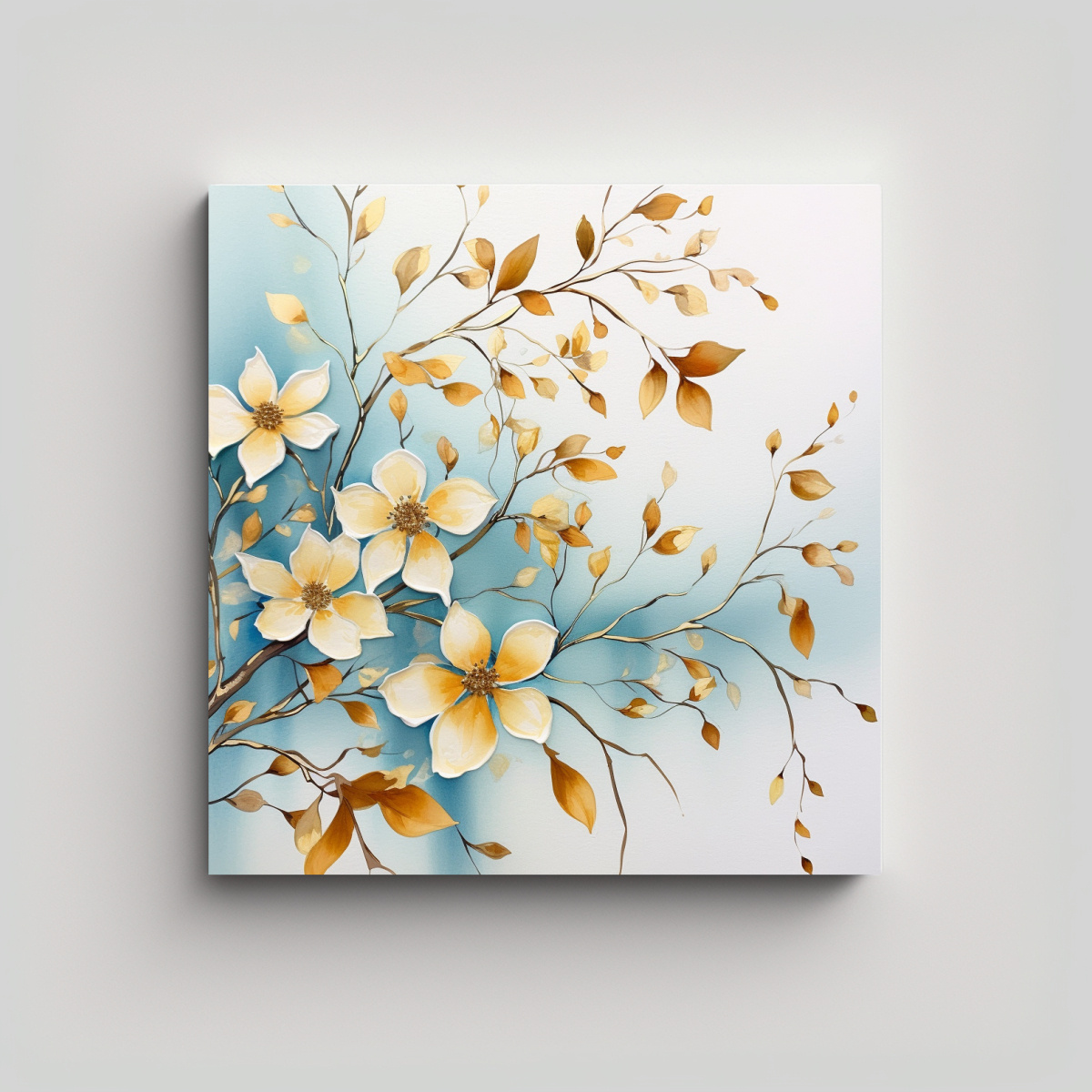 Cuadro Tela Sublimada Con Ramas De Flores De Cornejo De Acuarela Múltiples En Decoración ...