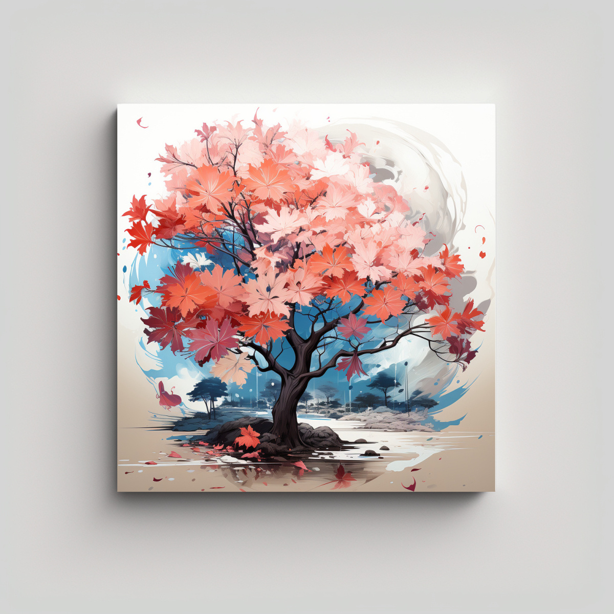 Cuadro Vintage Visión A De árboles De Arce En Colores Blancos - DecoCuadros